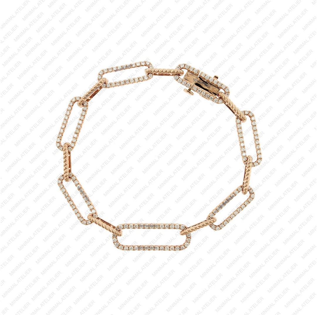 Solid 14k Yellow Gold With Paperclip Chain Lab Grown Diamond Link ...