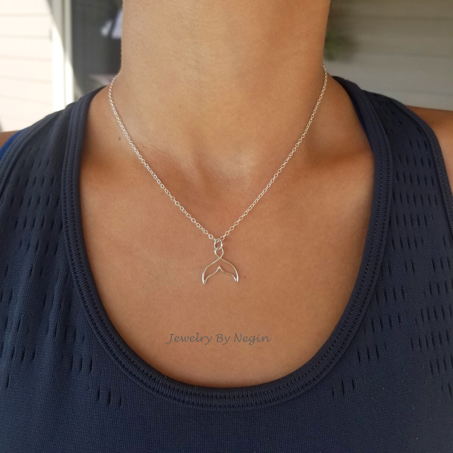 Sterling Silver Whale Necklace With Inspirational Card - Whale Tail ...