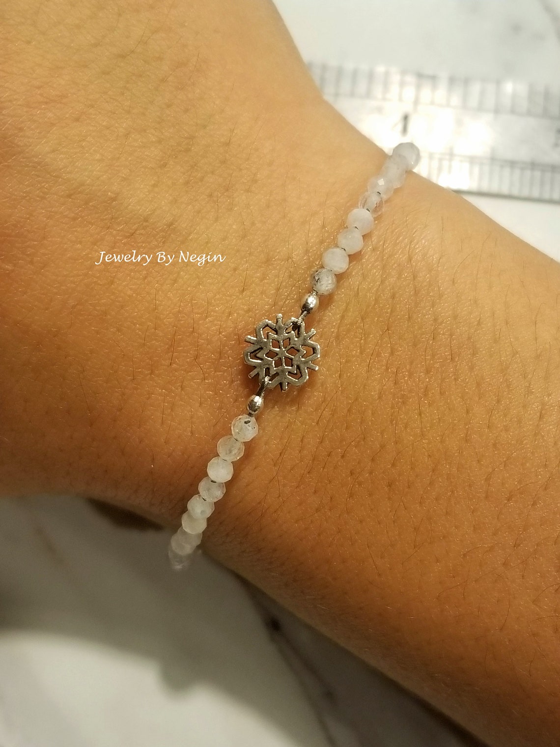 Sterling Silver Snowflake Bracelet with Inspirational Card | Etsy