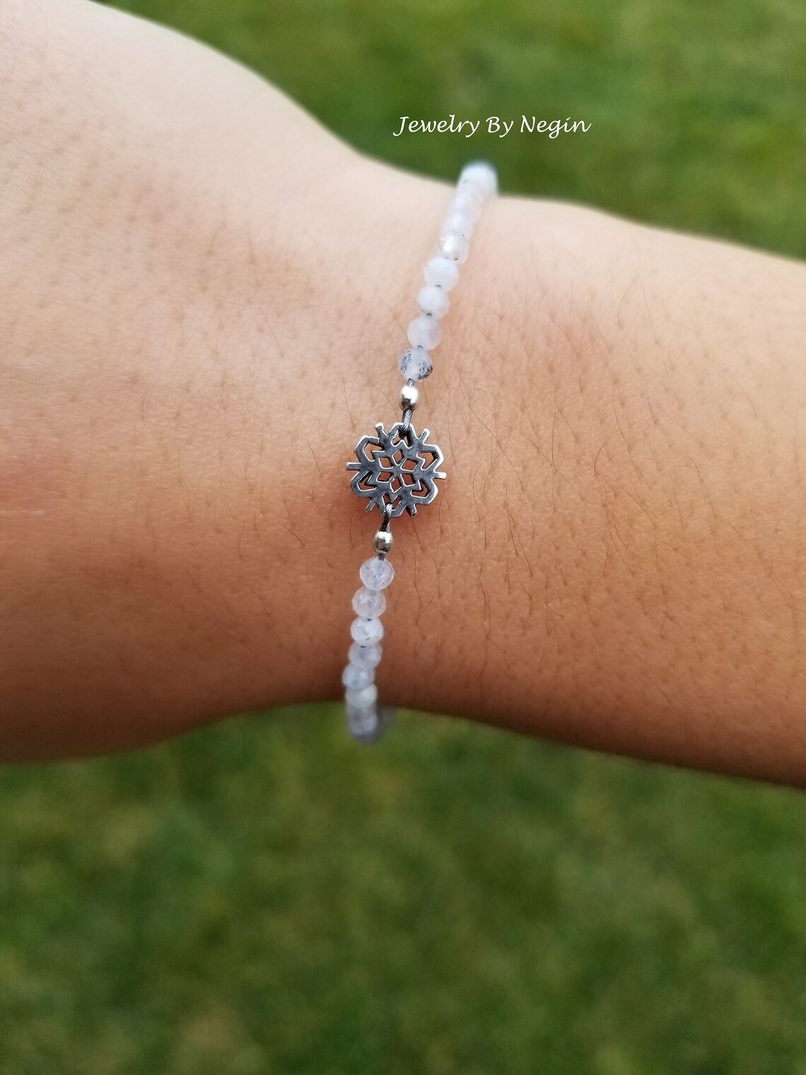 Sterling Silver Snowflake Bracelet with Inspirational Card | Etsy