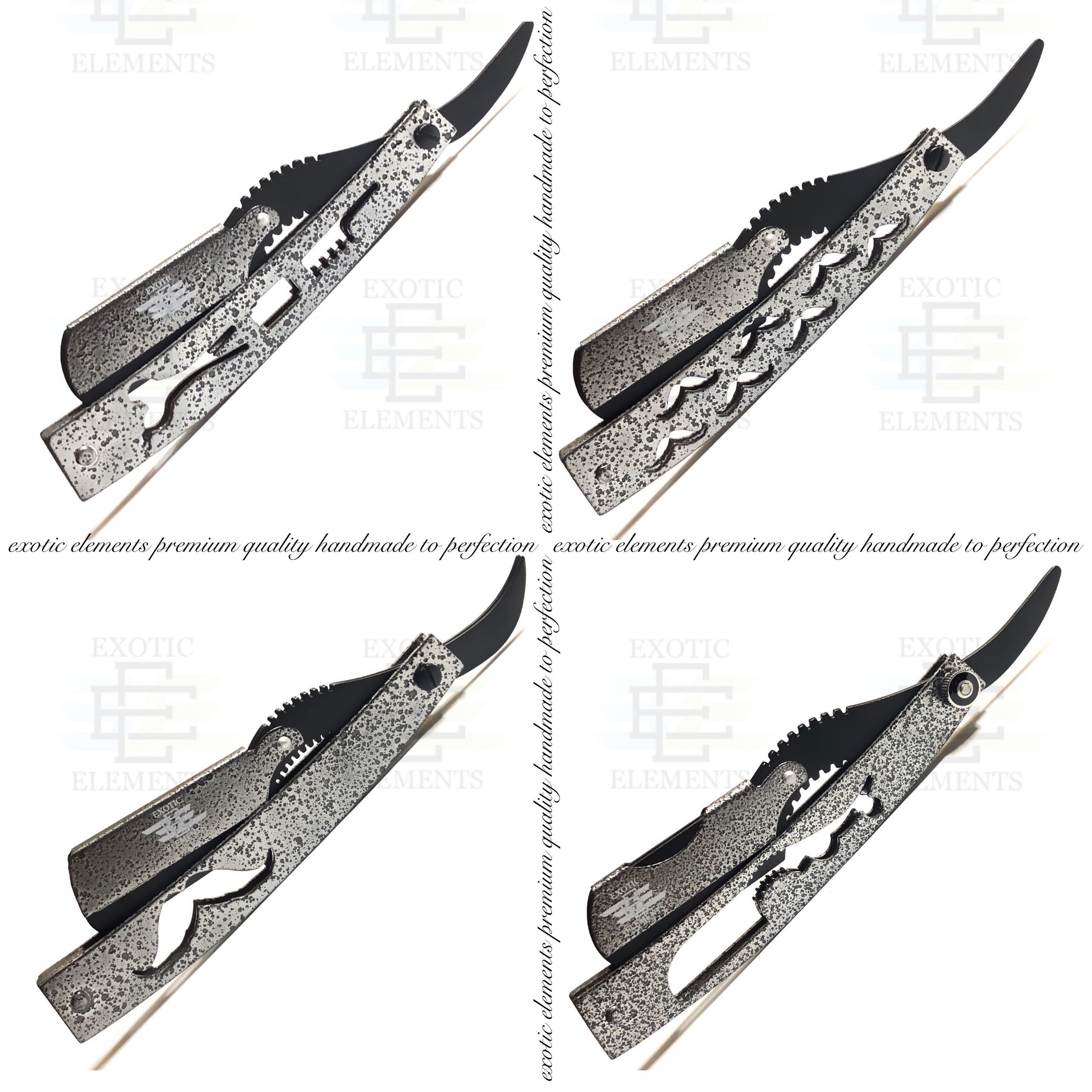 Gray and Silver Pro Straight Edge Razor Folding Knife - Etsy