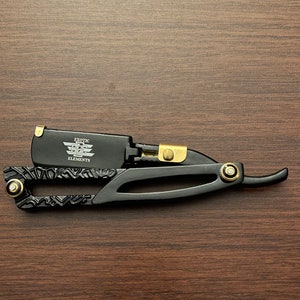 Black and Gold Cut-throat Barber Shaving Razor Straight Edge Beard ...