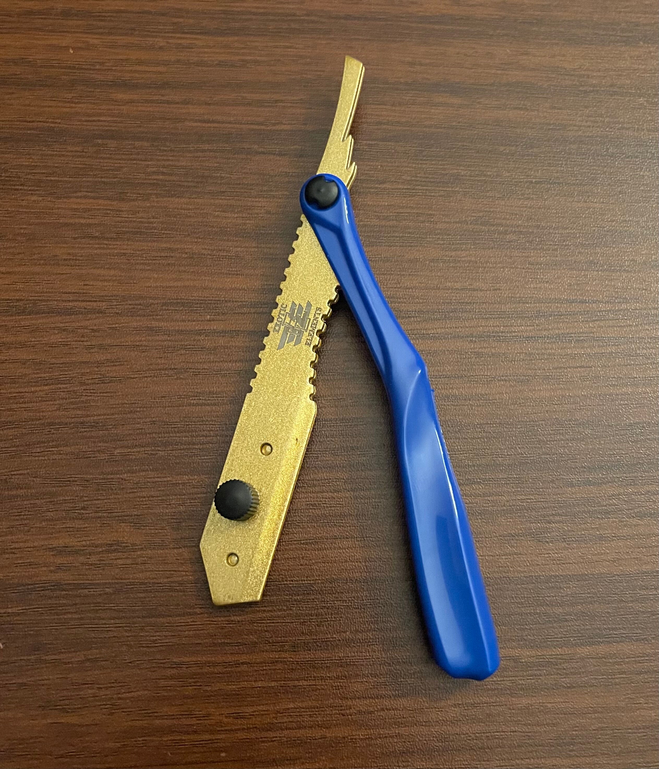 Blue and Gold Special Barber Shop Straight Edge Razor Very - Etsy