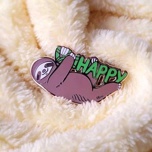 Sloth Happy Pin - Etsy