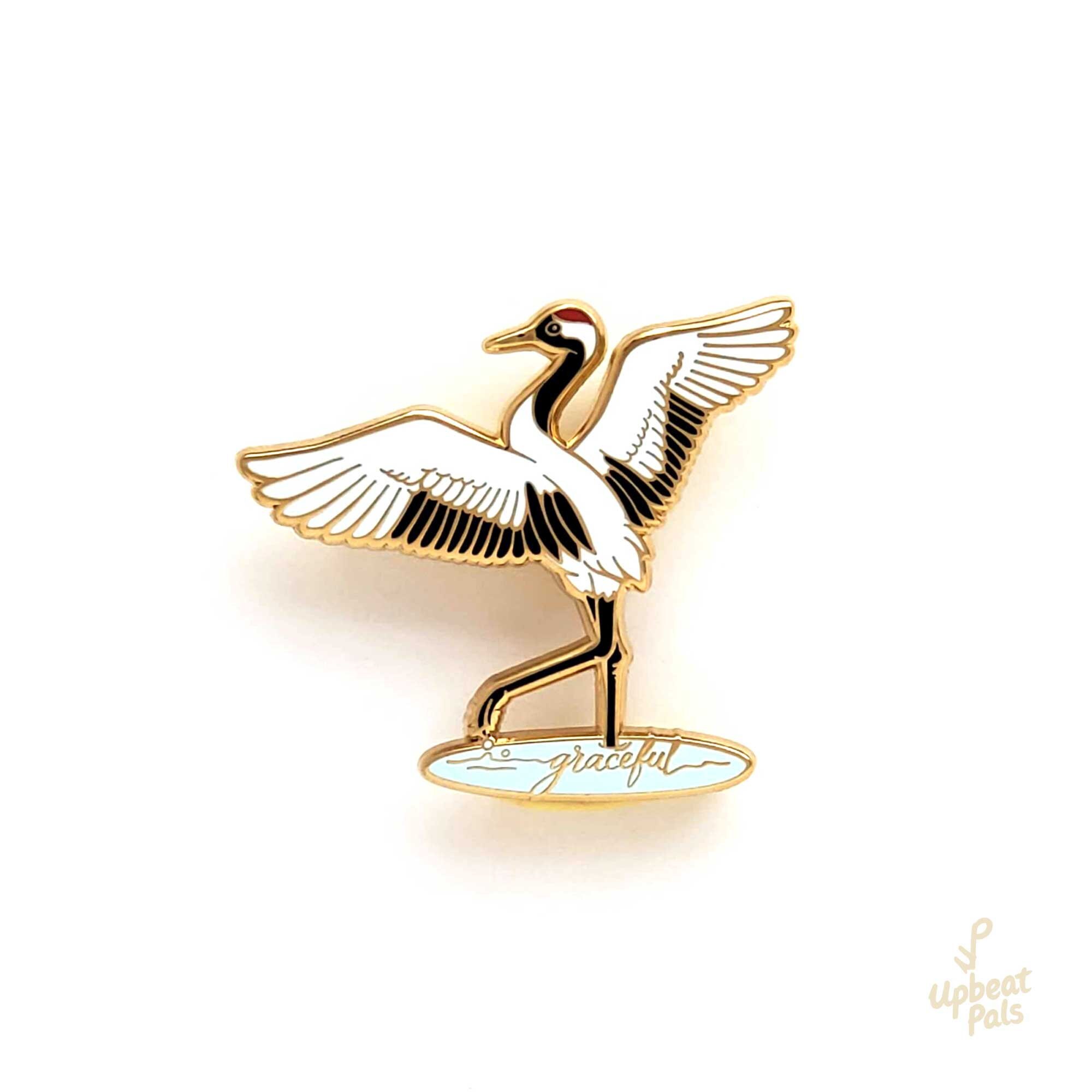Crane Enamel Pin - Etsy