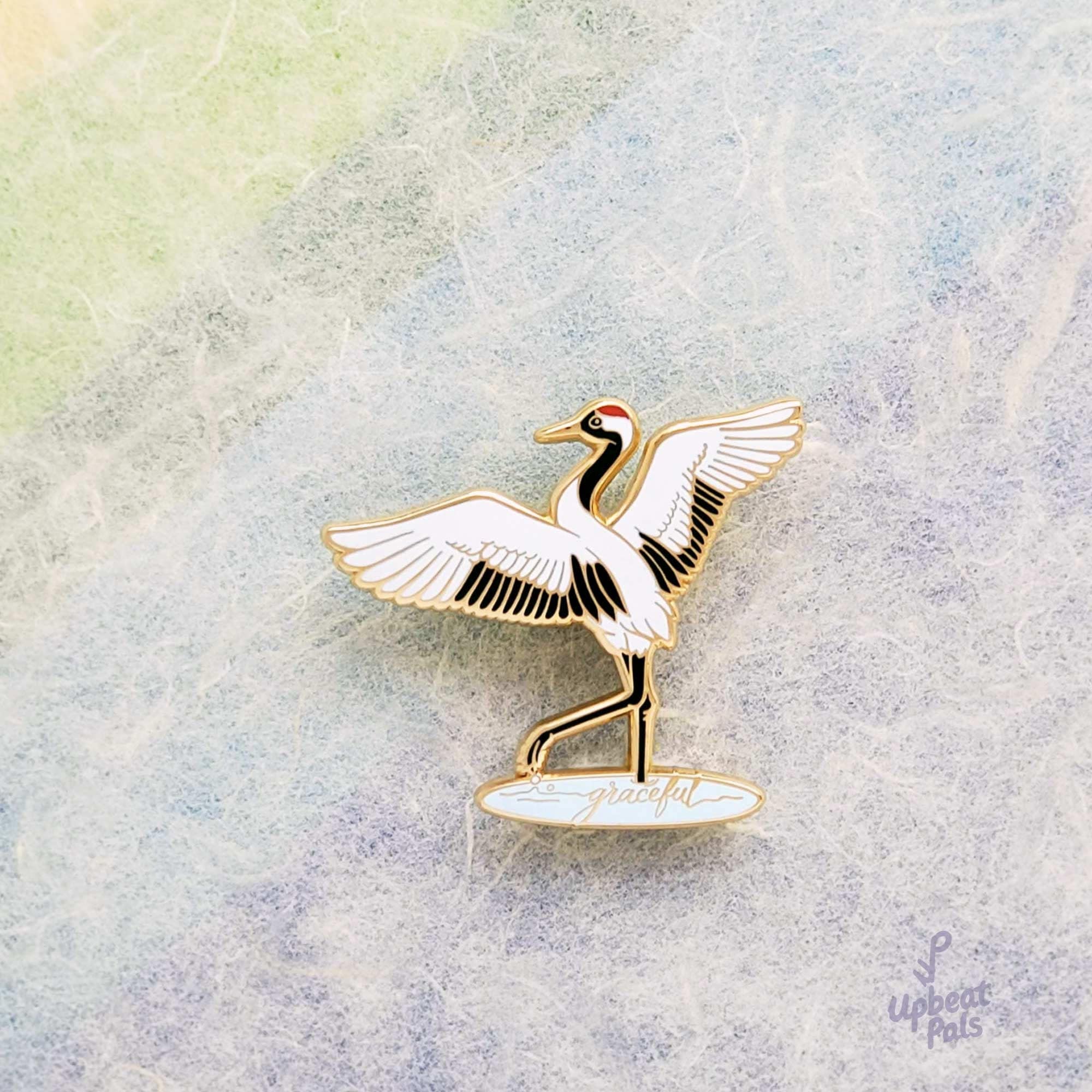 Crane Enamel Pin - Etsy