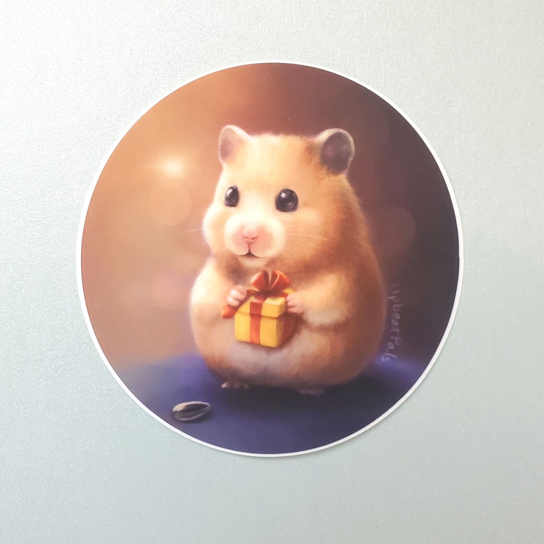 Cute Hamster Present Sticker - Waterproof Vinyl Art - Etsy