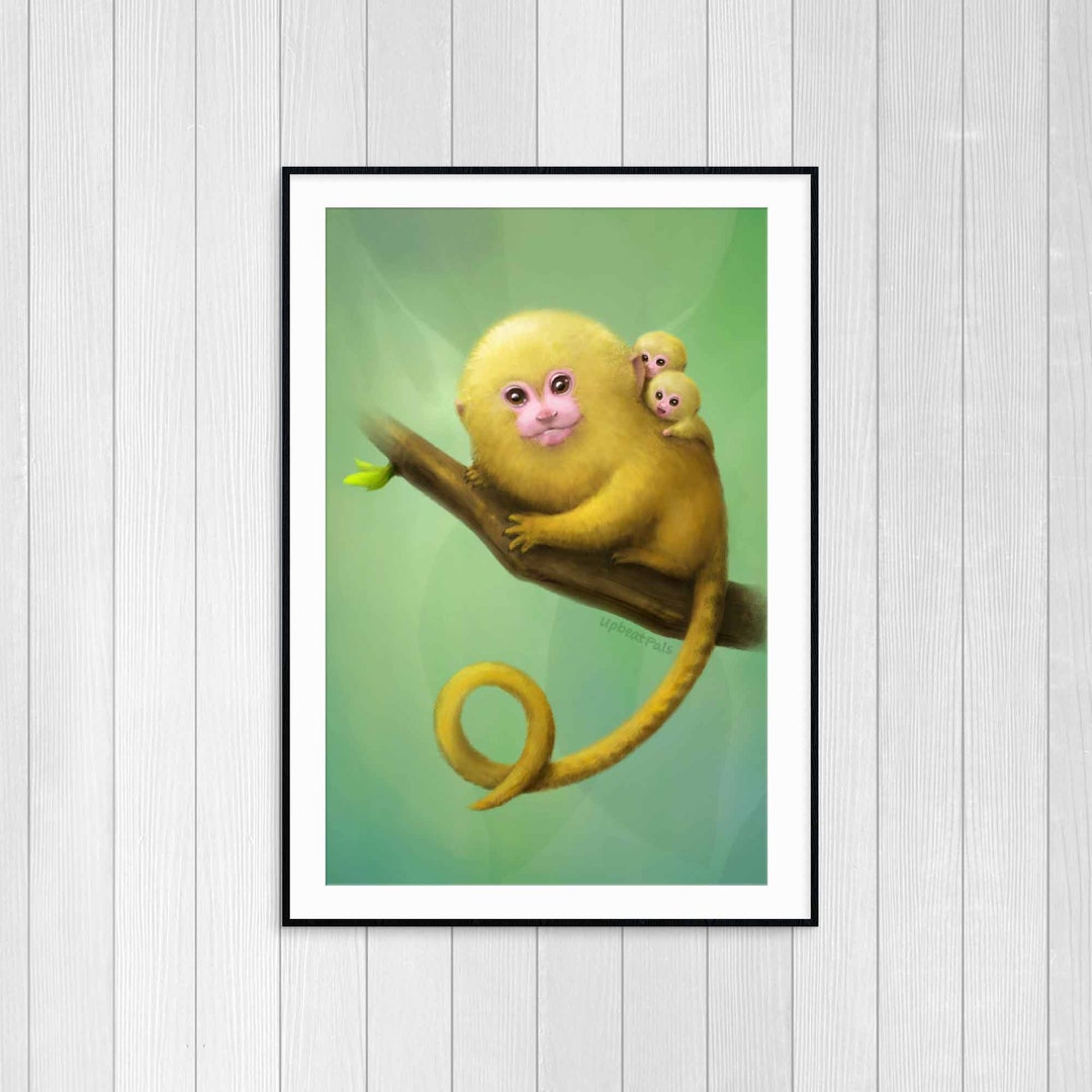 Marmoset Family Poster, Cute Nursery Wall Art, Rainforest Decor - Etsy