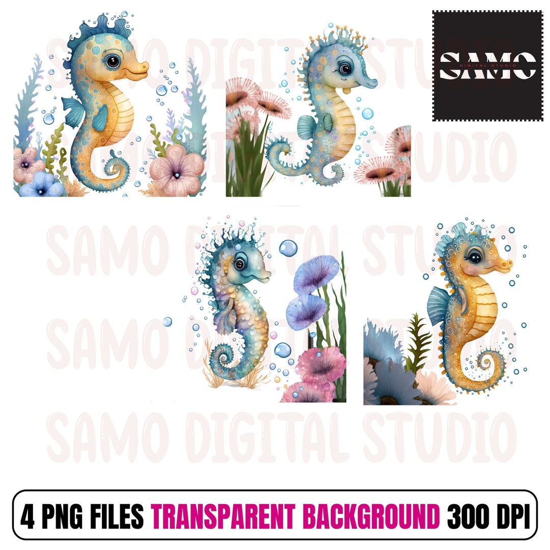 Cute Seahorse Ocean Animals Seahorse Clipart Illustration - Etsy