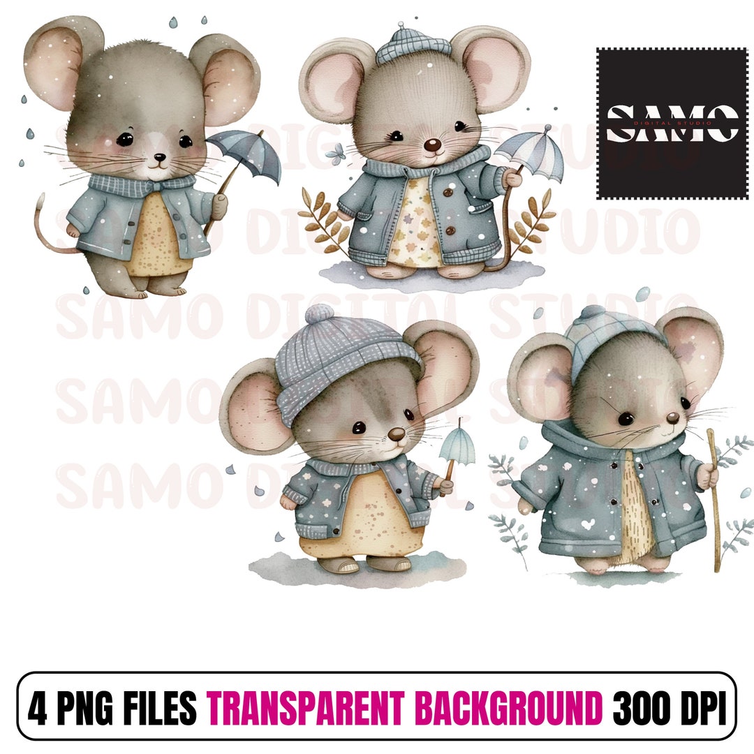 Cute Baby Boy Mouse Watercolor Clipart Illustration PNG - Etsy