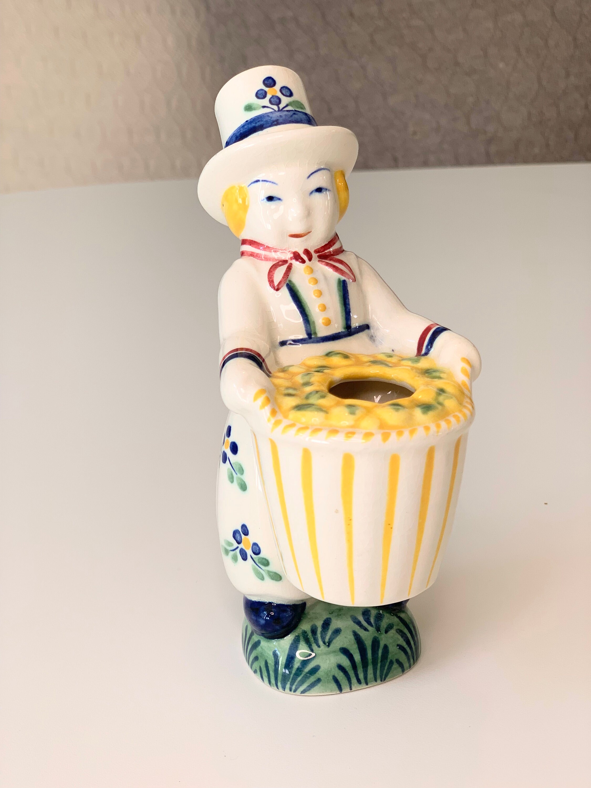 JUS Royal Copenhagen Aluminia Faience Porcelain Børnehjælper Child Welfare Flower Vase Made in ...