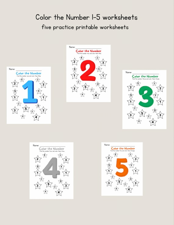 Find and Color Numbers 1-5 Worksheet - Etsy