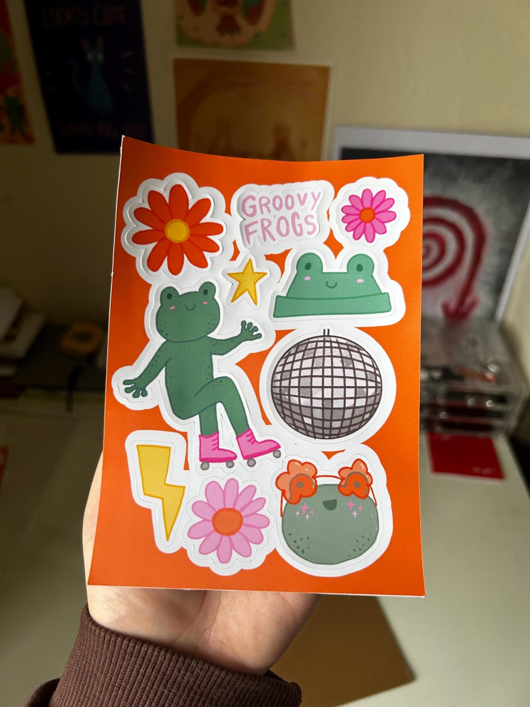 Groovy Frog Sticker Sheet , Easy Peel Stickers , Frog Gifts - Etsy