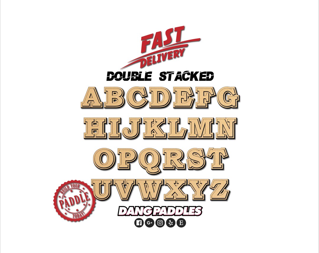 Double Stack Wooden English Alphabet Capitalized Letter Dang Paddles ...