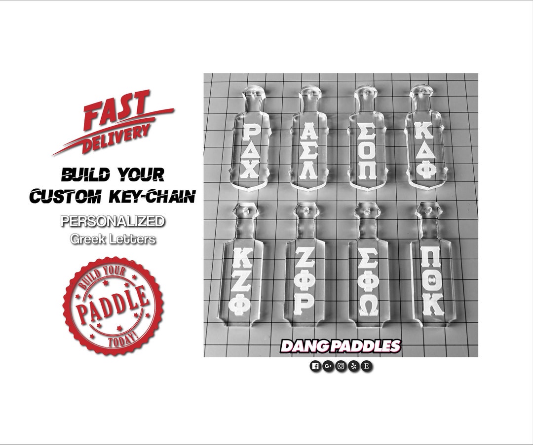 Personalized Clear Acrylic Glass Mini Key Chain for Greek Fraternity ...