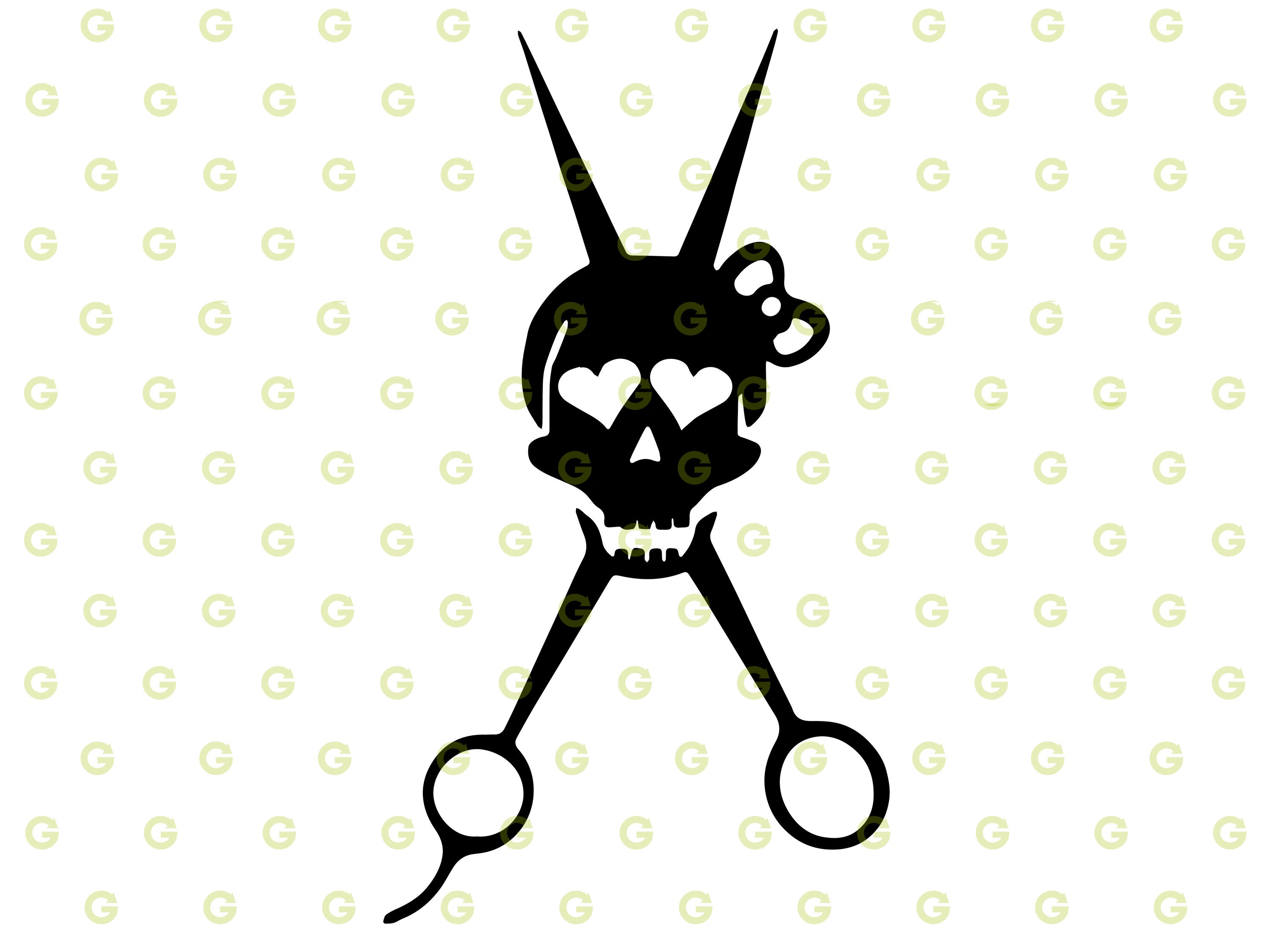 Cute Skull Scissor Svg, Haircutting Svg, Barber Scissors Svg, Skull ...