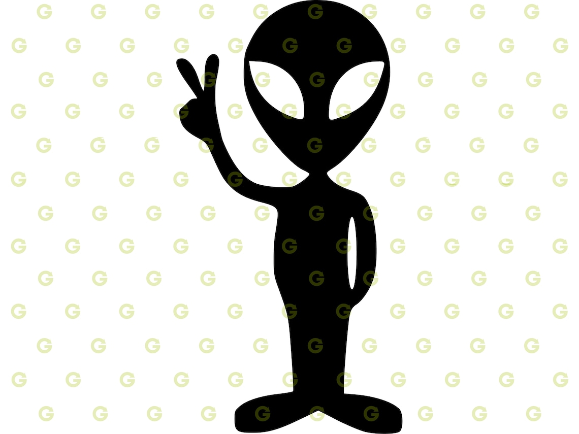 Alien With Peace Sign SVG Space Alien Svg UFO Alien Svg - Etsy