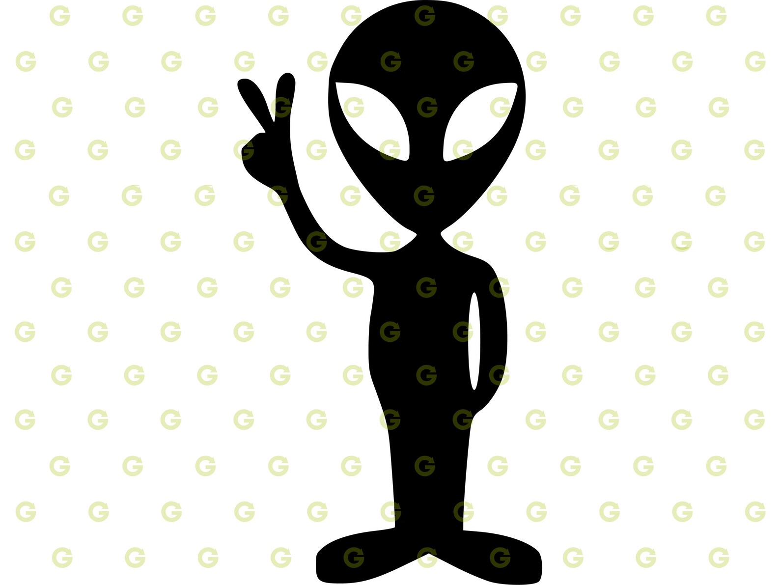 Alien With Peace Sign SVG Space Alien Svg UFO Alien Svg | Etsy