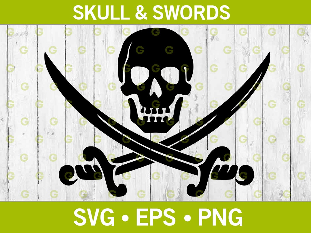Pirate Skull With Crossed Swords SVG, Jolly Roger Head, Blackbeard Head ...