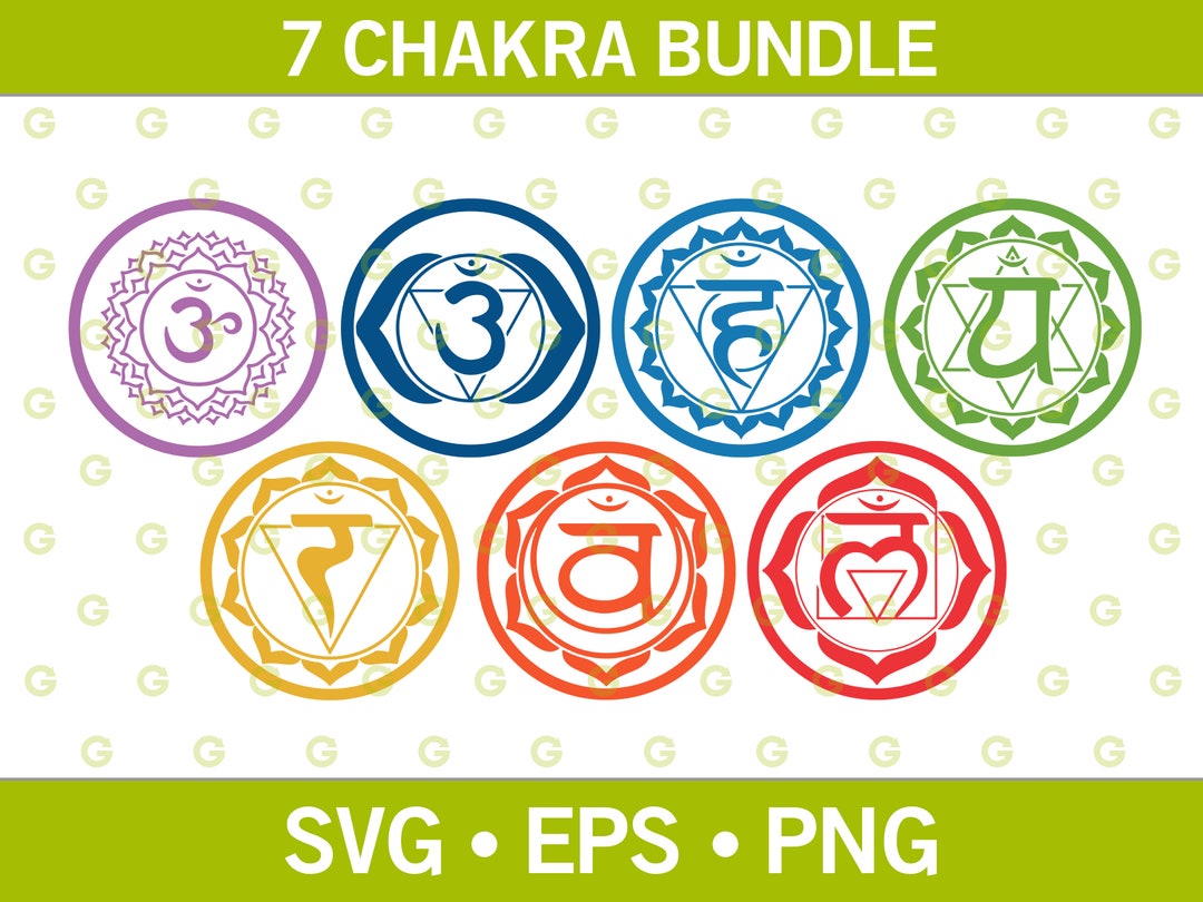 7, Chakra Symbol SVG, SVG Bundle, Spiritual Svg, Meditation Svg, Yoga ...