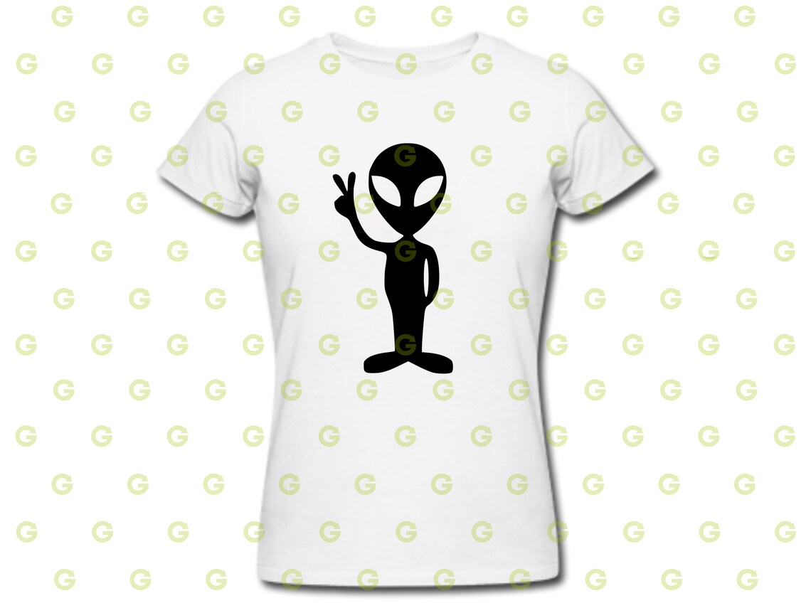 Alien With Peace Sign SVG Space Alien Svg UFO Alien Svg - Etsy