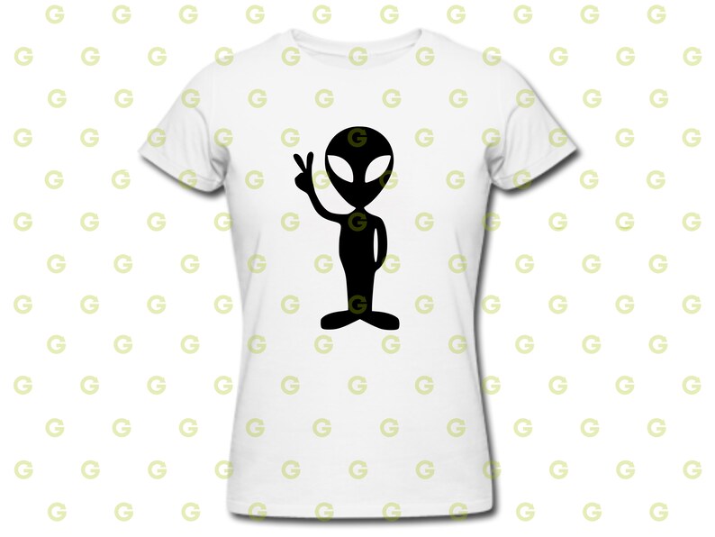 Alien With Peace Sign SVG Space Alien Svg UFO Alien Svg | Etsy