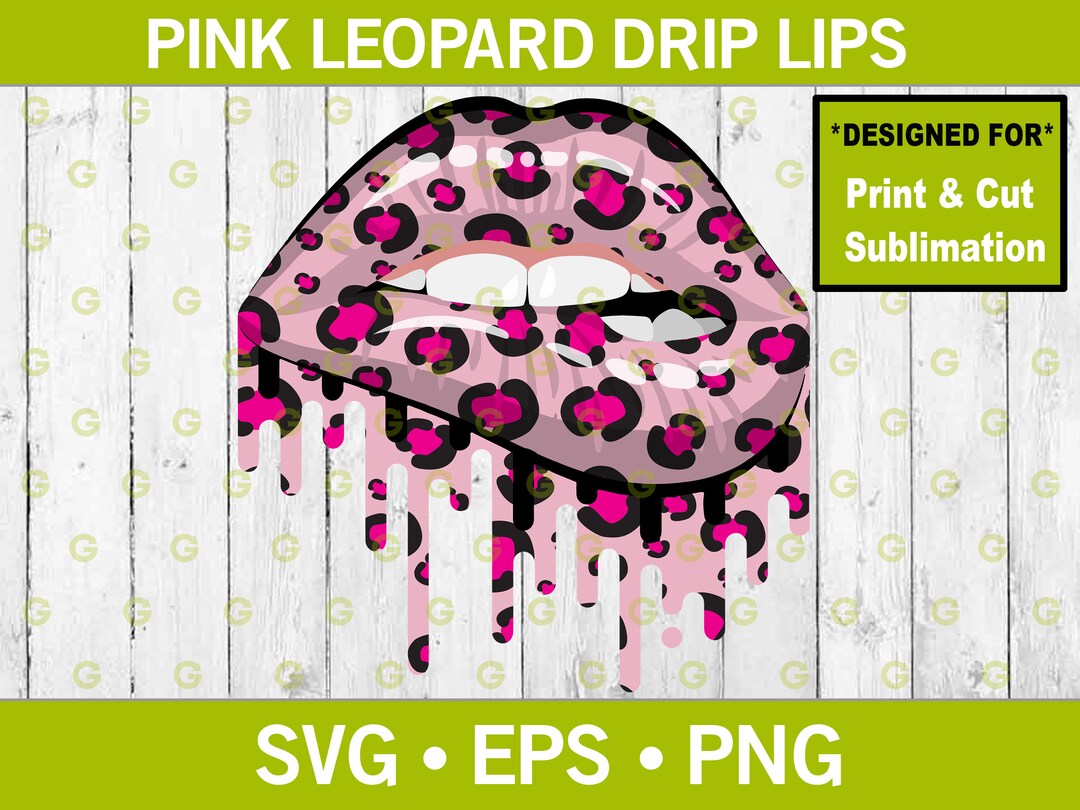 Fashion Leopard Dripping Lips SVG, Leopard Pattern Drip Lips Svg ...