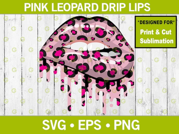 Fashion Leopard Dripping Lips SVG Leopard Pattern Drip Lips | Etsy