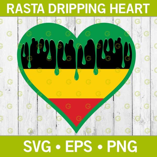 Jamaica Drip Heart Svg - Etsy