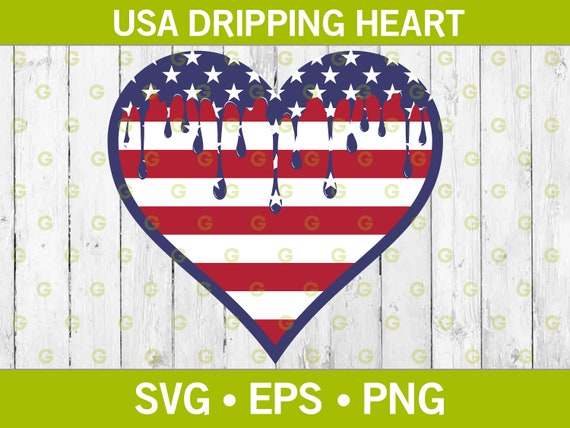 American Flag Dripping Heart SVG Drip Heart Svg Drip Svg | Etsy