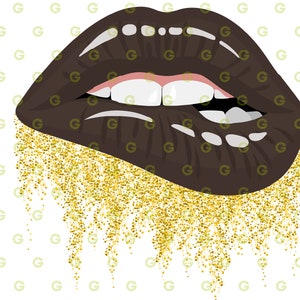 Fashion Glitter Dripping Lips Svg, Drip Lips Svg, Biting Lips Svg ...