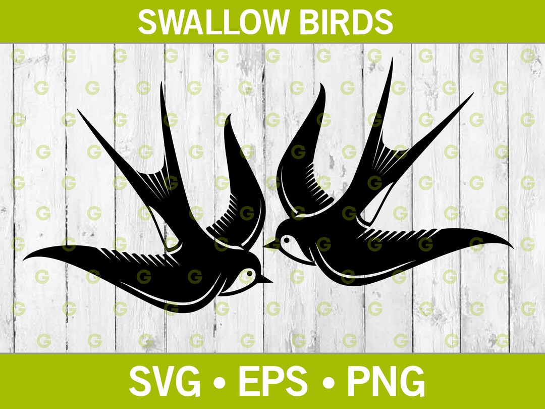 Two Swallows Flying SVG, Swallow Bird Svg, Animal Svg, Flying Bird Svg ...