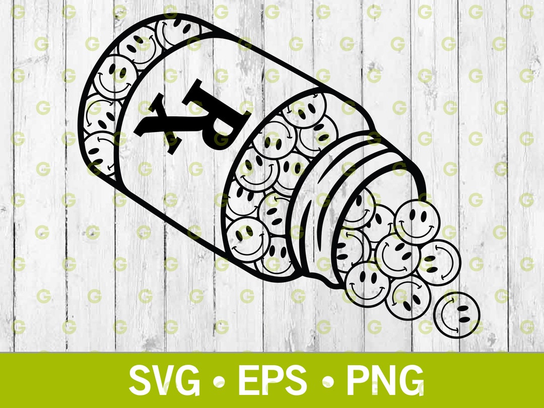 Happy Pills Medication Bottle Svg, Happy Svg, Smile Svg, Anxiety Decal ...