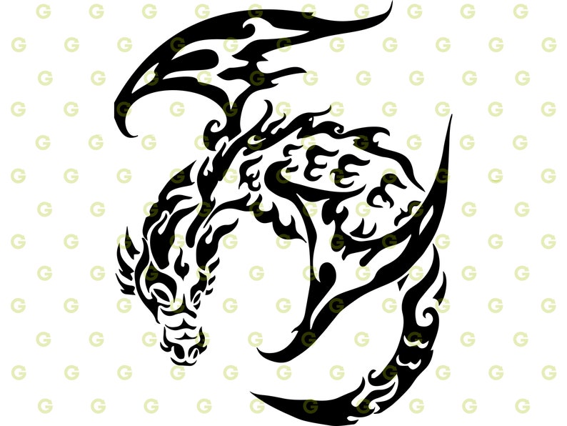 Tribal Flying Dragon SVG Flying Dragon SVG Dragon Lizard - Etsy