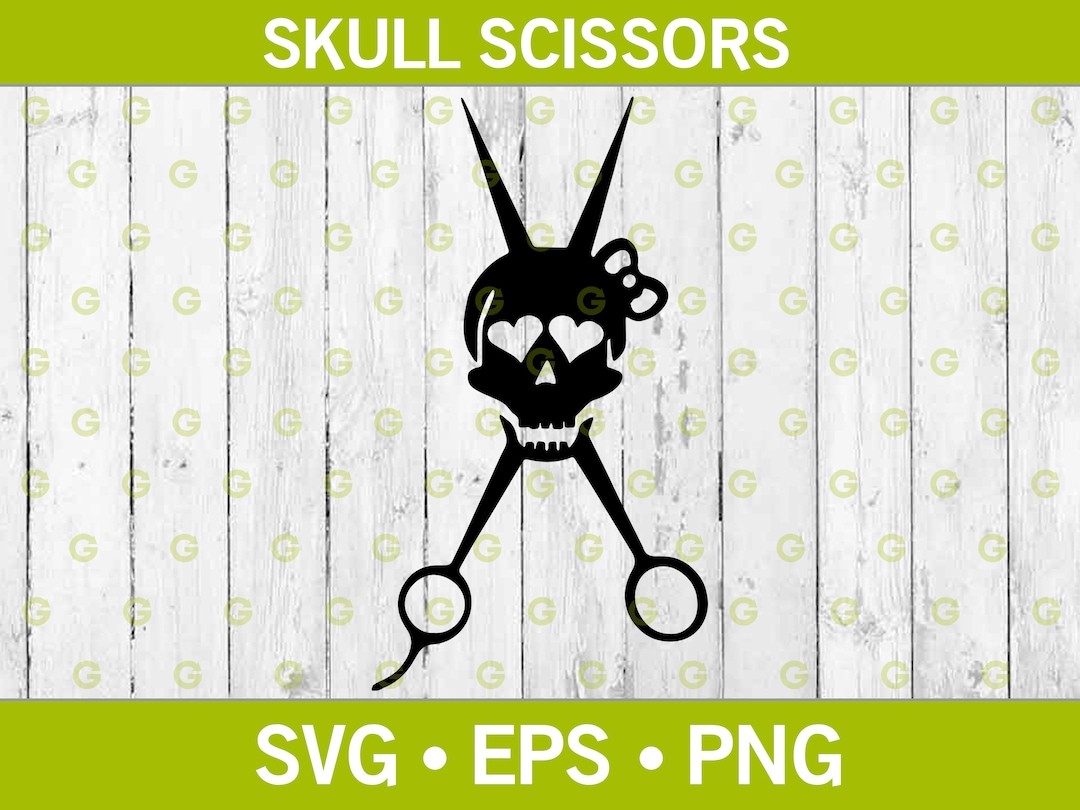 Cute Skull Scissor Svg, Haircutting Svg, Barber Scissors Svg, Skull ...