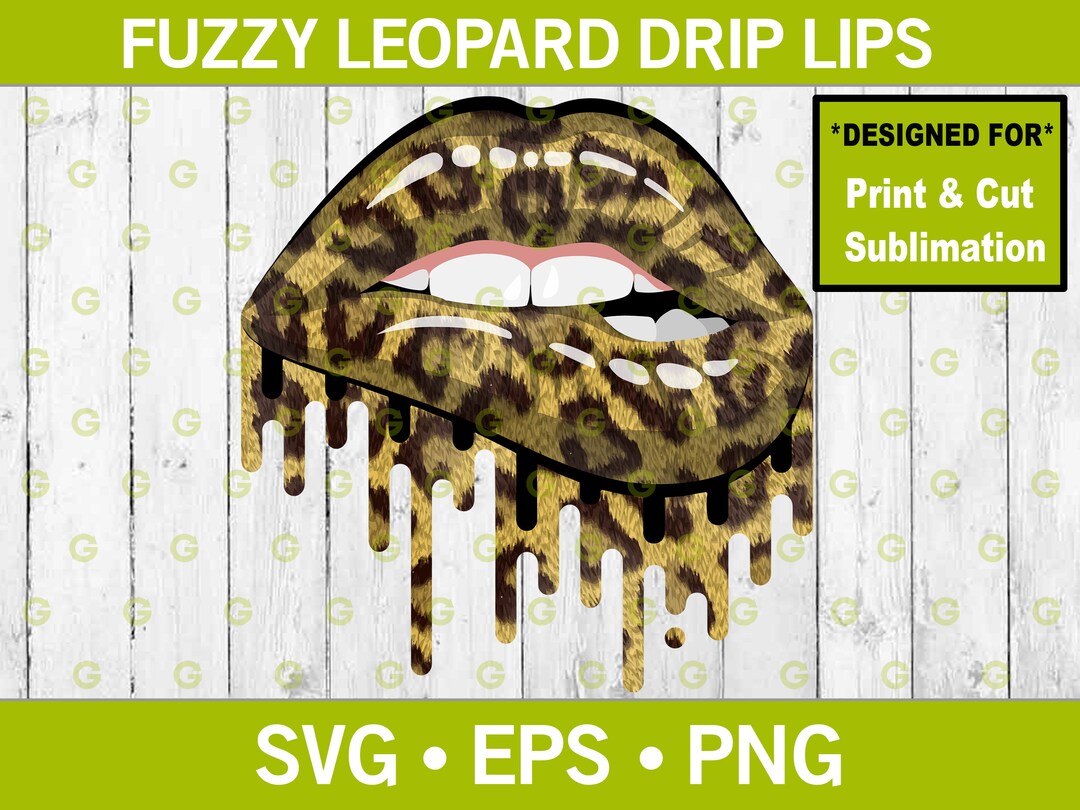 Fashion Leopard Dripping Lips Svg, Drip Lips Svg, Biting Lips Svg ...