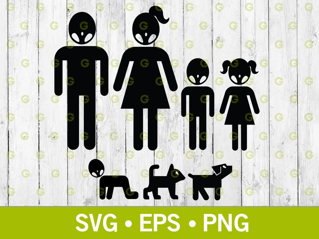 Alien Stickman Family SVG, Alien Mom Svg, Alien Dad, Alien Son, Alien ...