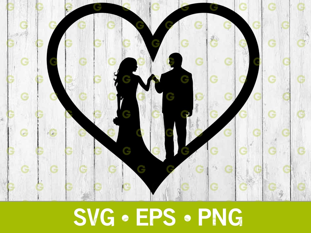 Wedding Bride and Groom Love Heart Svg, Bride SVG, Groom Svg, Marriage ...