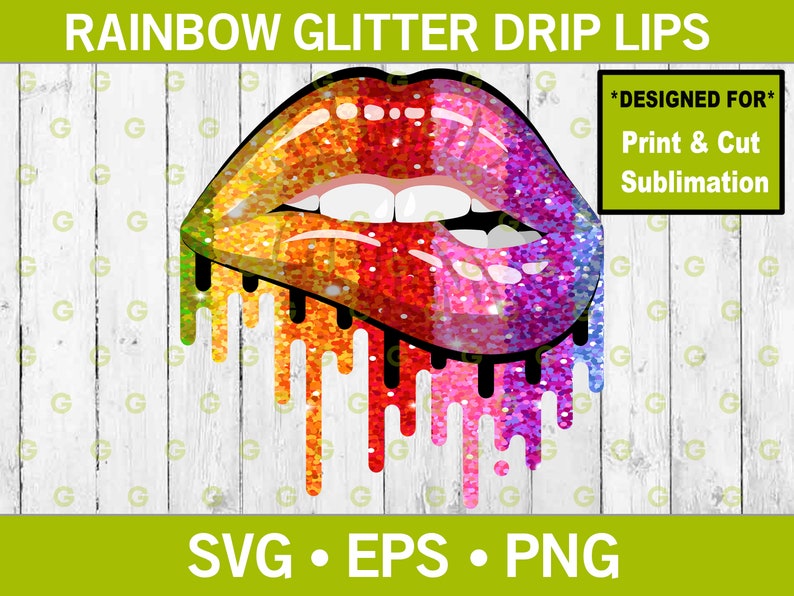 Fashion Rainbow Glitter Dripping Lips SVG Drip Lips Svg - Etsy
