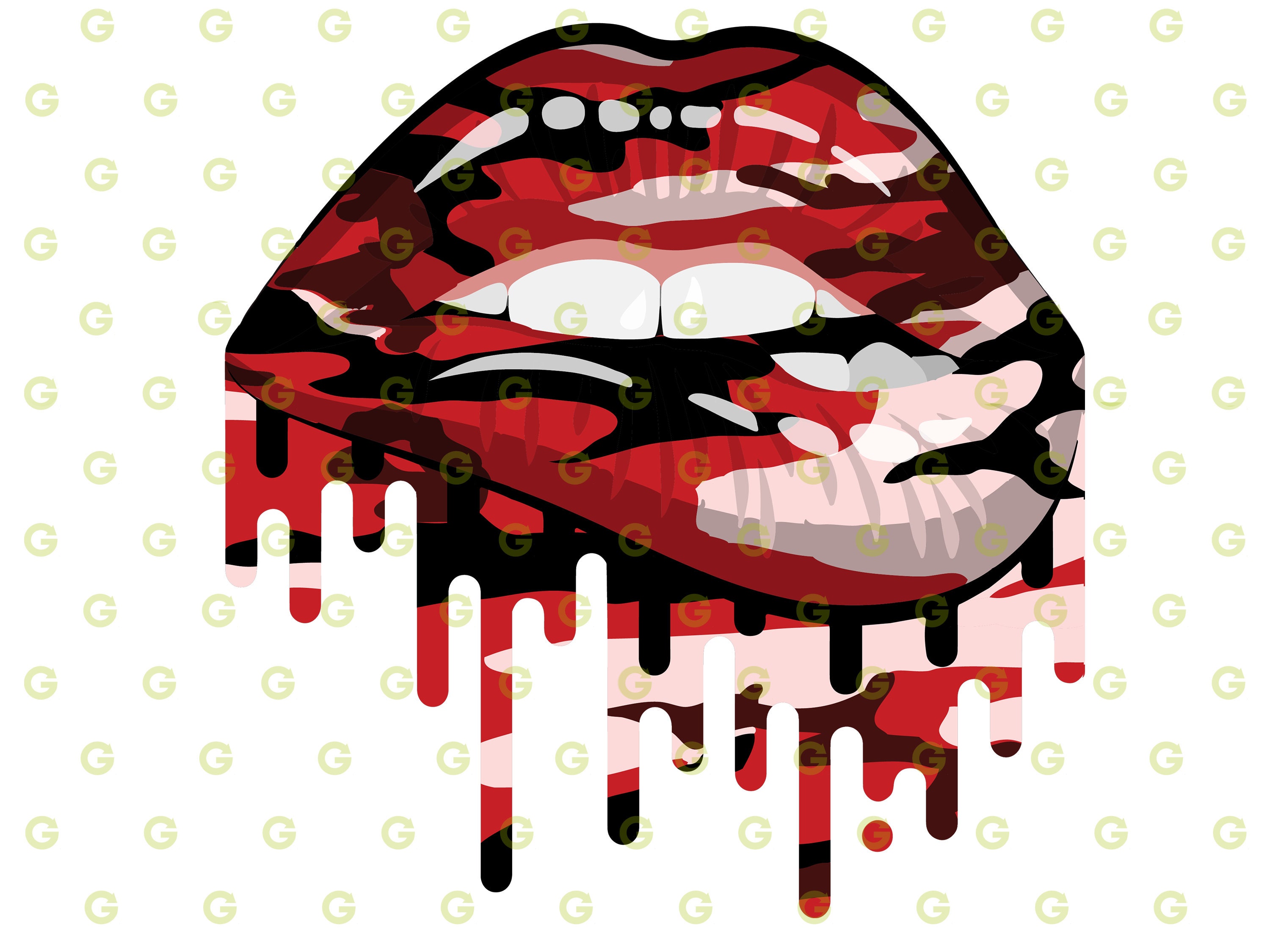 Dripping Lips SVG Red Camo Drip Lips SVG Biting Lips SVG | Etsy
