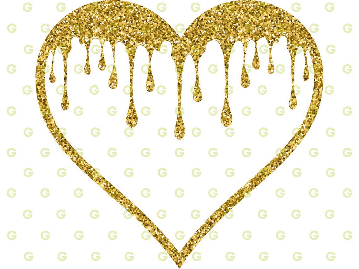 Gold Glitter Dripping Heart SVG Cut File Drip Heart Svg Love | Etsy