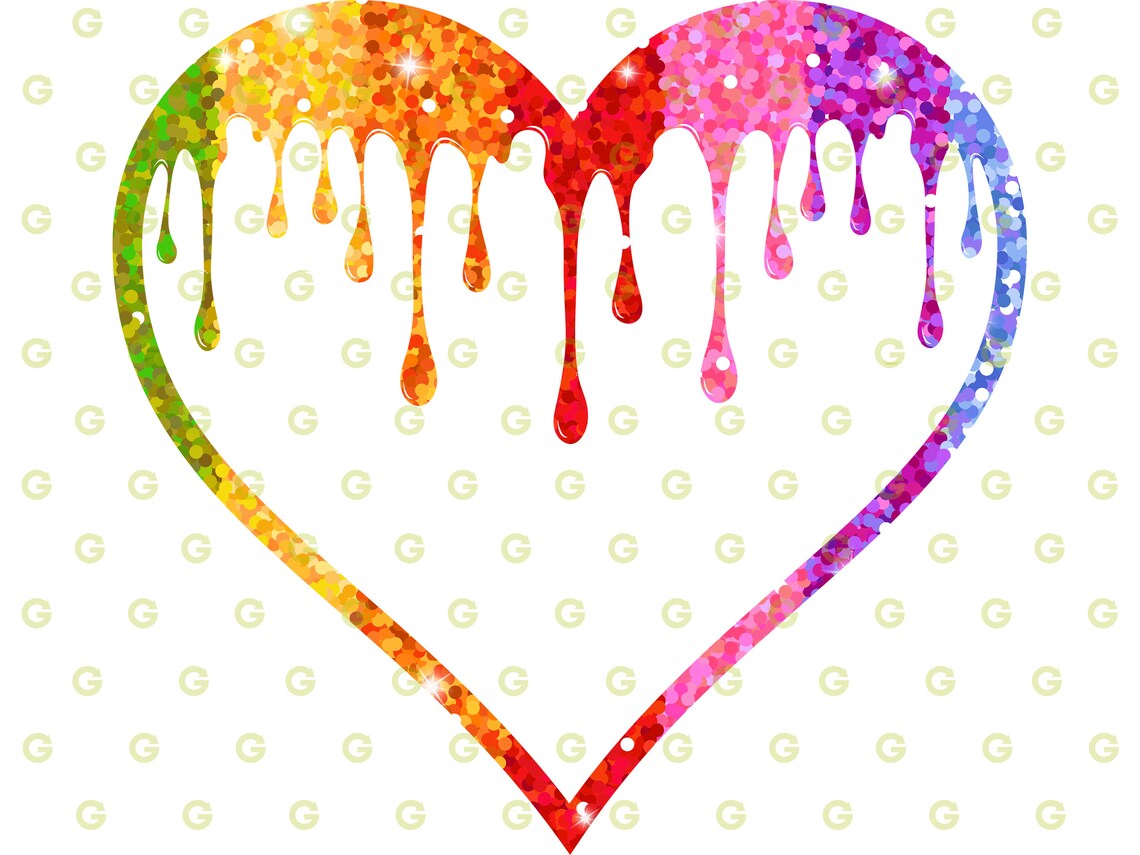 Rainbow Glitter Dripping Heart SVG, Drip Heart Svg, Love Heart SVG ...