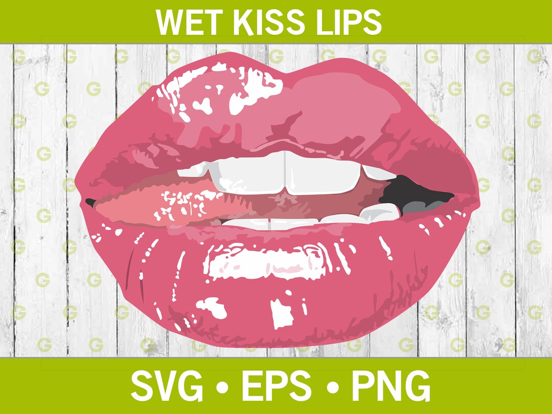 Fashion Wet Pink Lips Svg,svg, Glossy Lip Design, Wet Lipstick Svg ...
