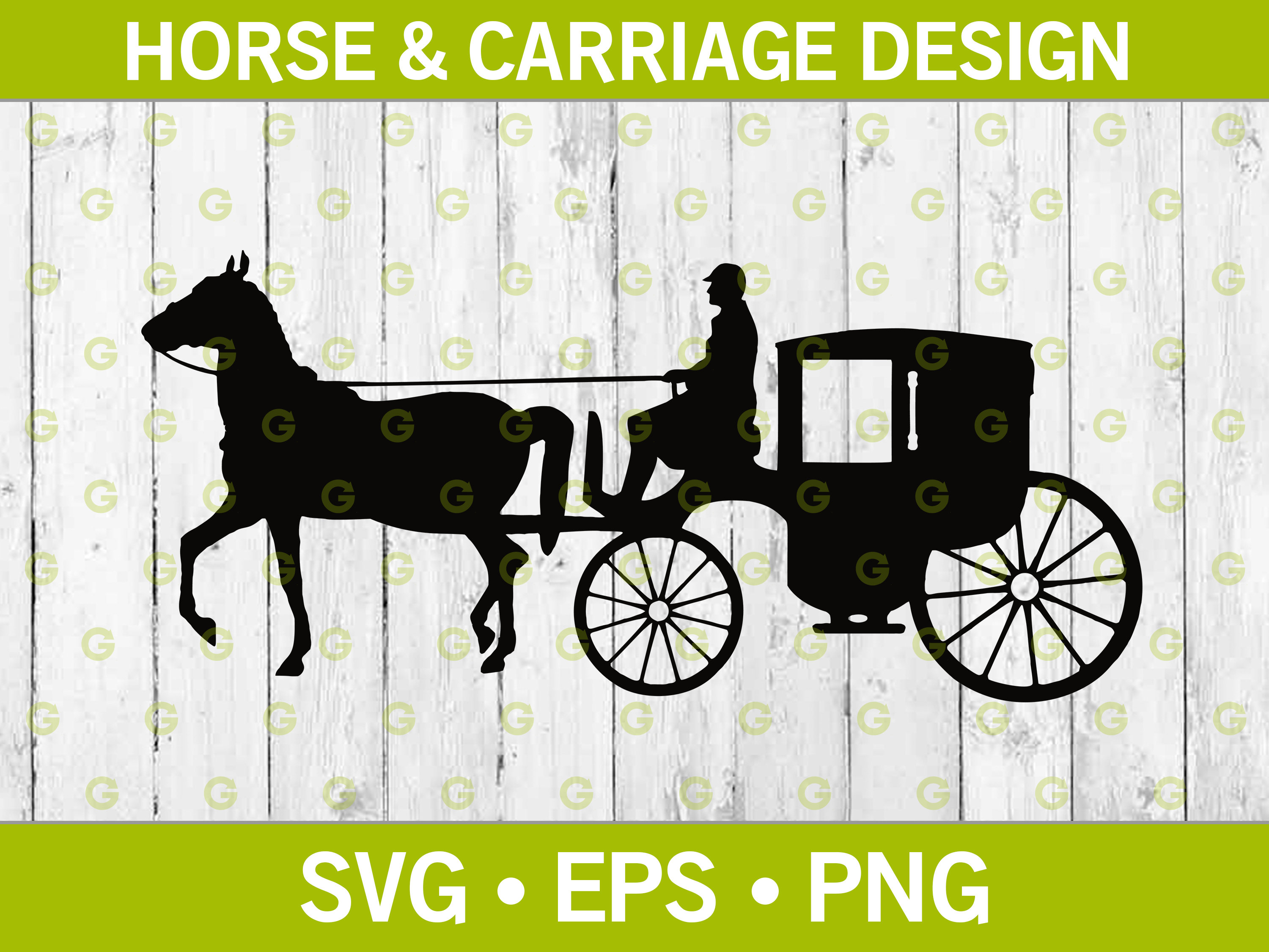 Horse Pulling Carriage With Driver SVG, Animal SVG, Cart Svg, Wagon Svg ...