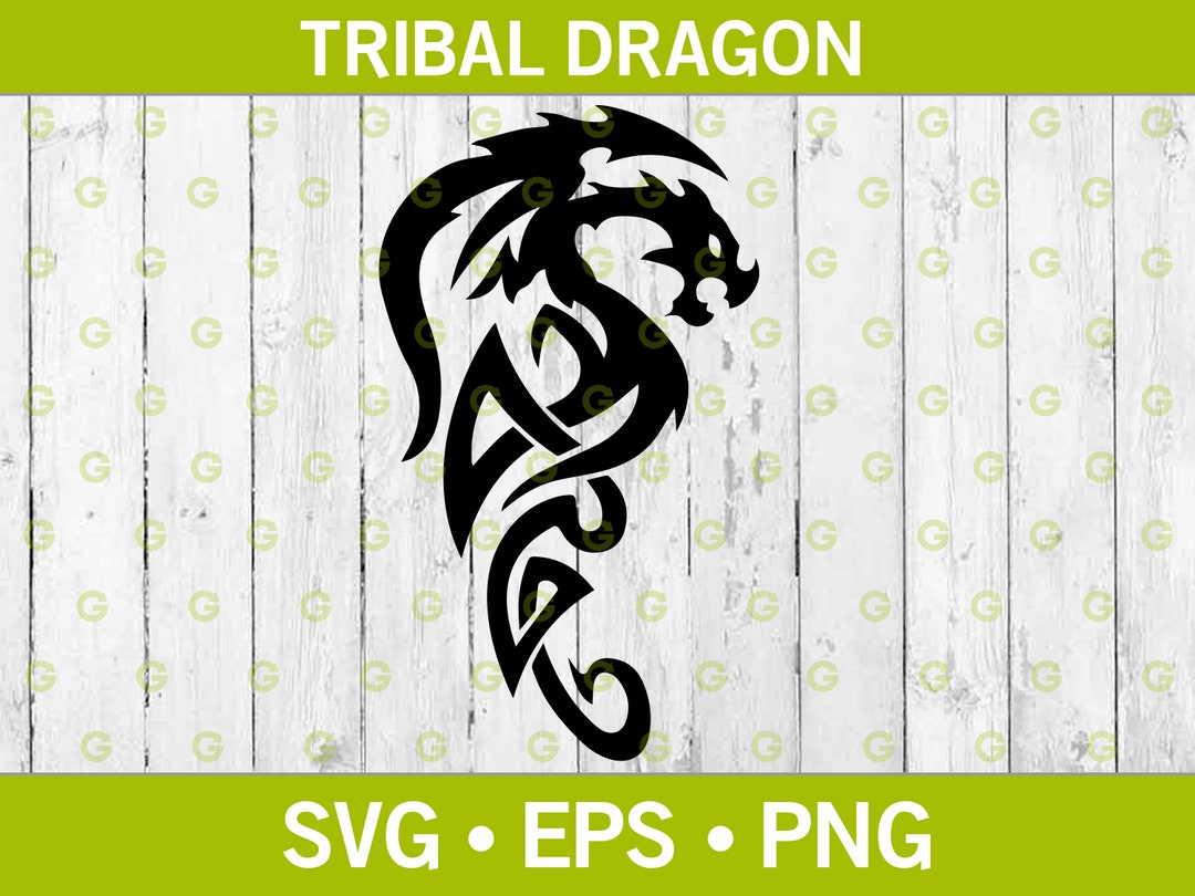 Tribal Dragon Silhouette SVG, Tribal Dragon Svg, Dragon Decal Svg ...