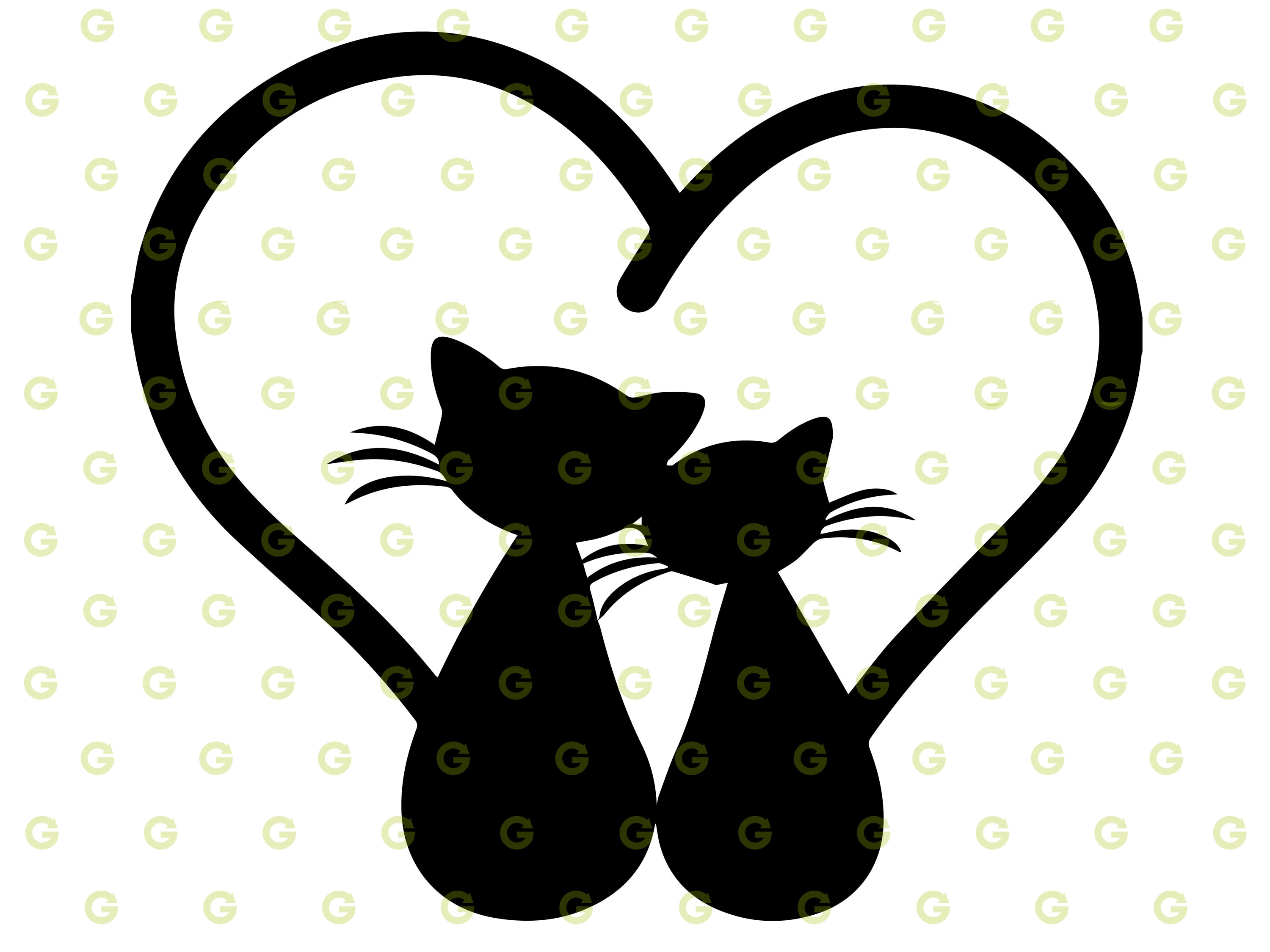 Two Cats and Heart SVG Cat Heart SVG Kitten Heart SVG - Etsy Canada