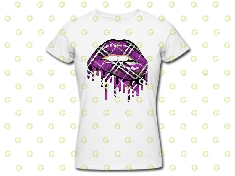 Fashion Purple Plaid Dripping Lips Svg Plaid Drip Lips Svg | Etsy