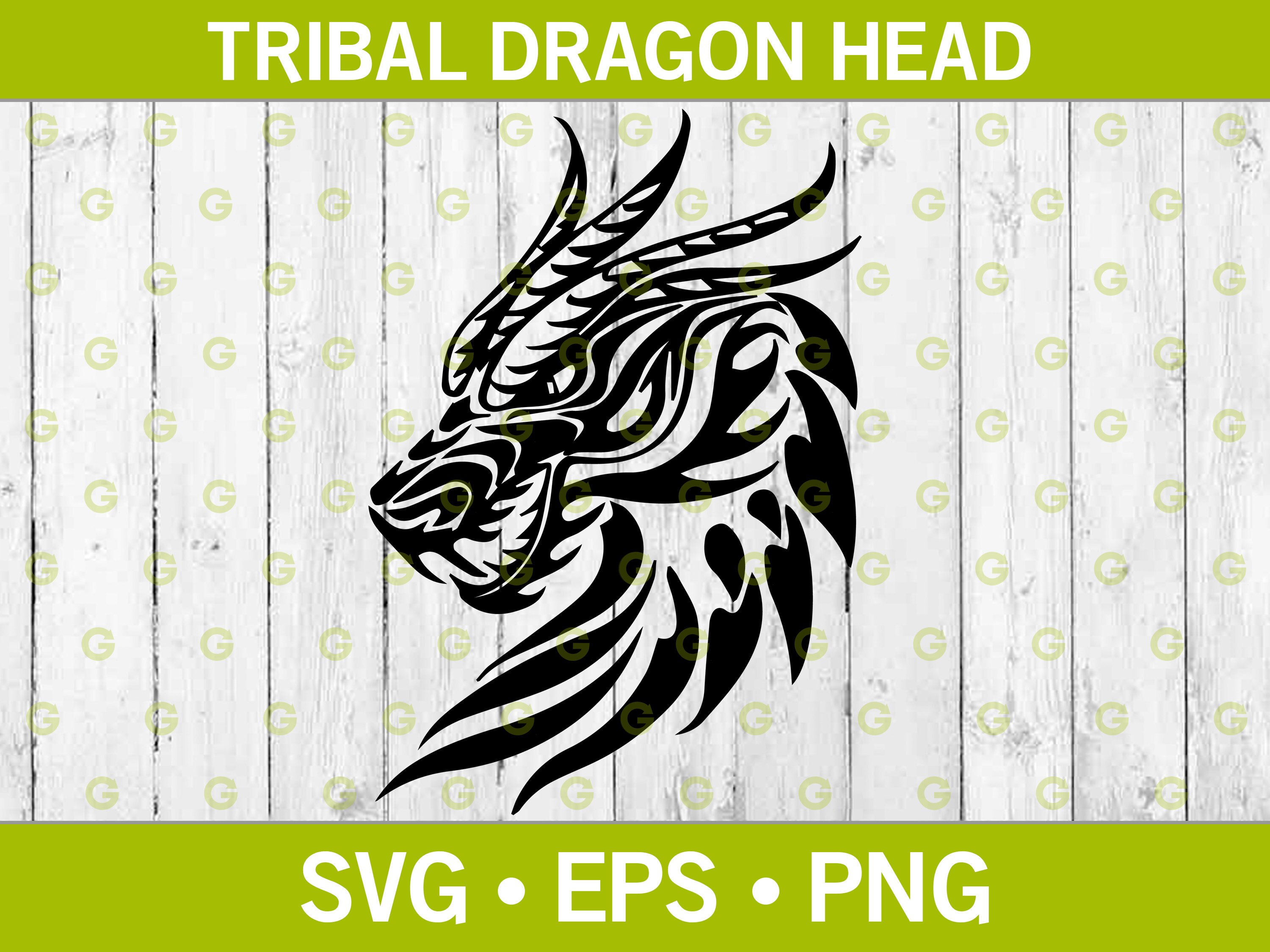 Tribal Dragon Head SVG Tribal Horns SVG Tribal Lizard Svg | Etsy España