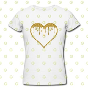 Gold Glitter Dripping Heart SVG Cut File, Drip Heart Svg, Love Heart ...