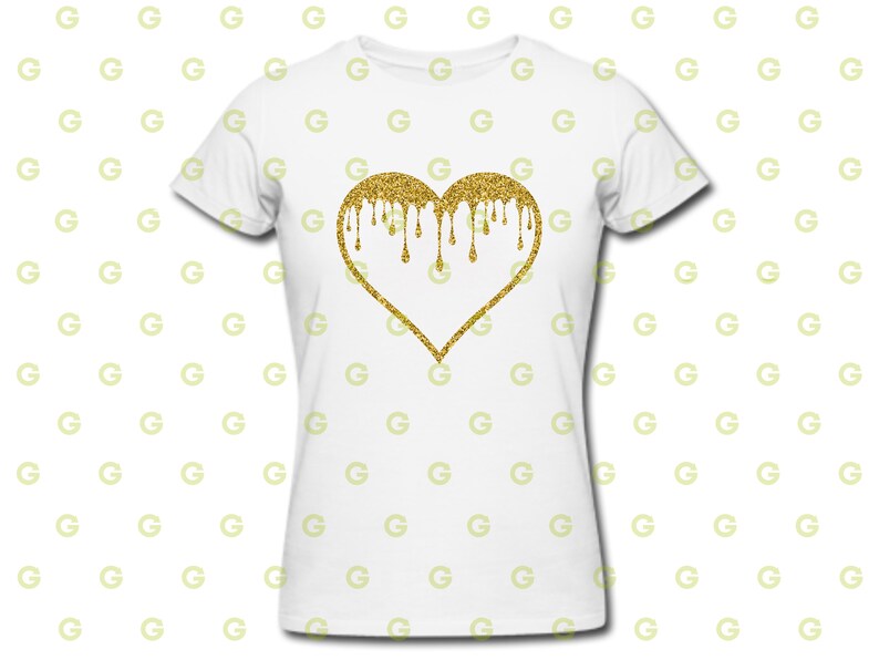Gold Glitter Dripping Heart SVG Cut File Drip Heart Svg Love | Etsy